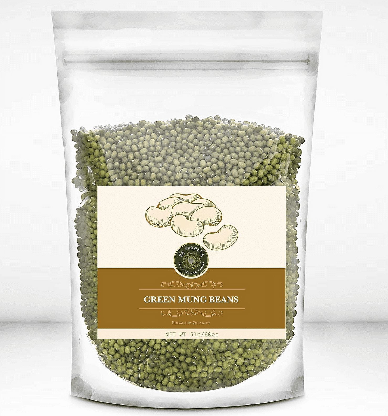 US-FARMERS Natural Green Mung Beans - 5 lbs Resealable Bag - Walmart.com