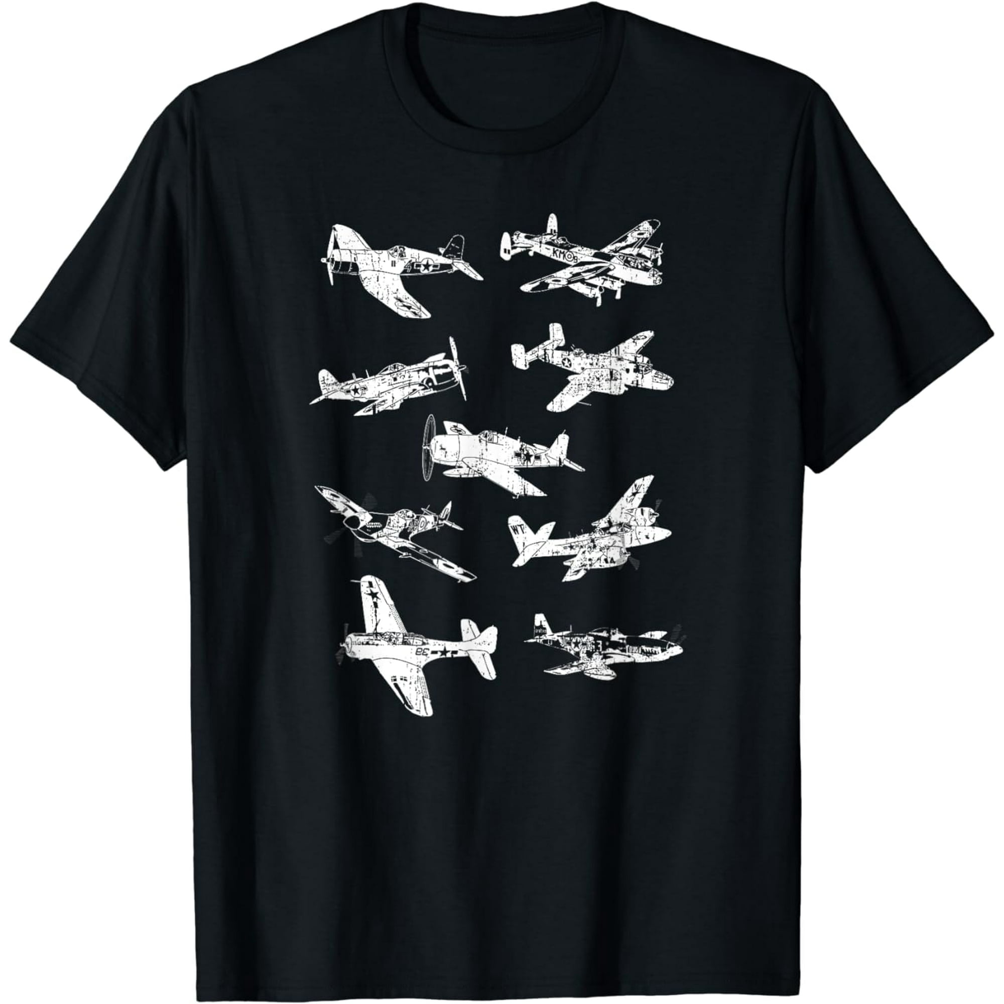 US Fighter Jet Aircraft World War II Vintage Airplanes pure cotton T ...