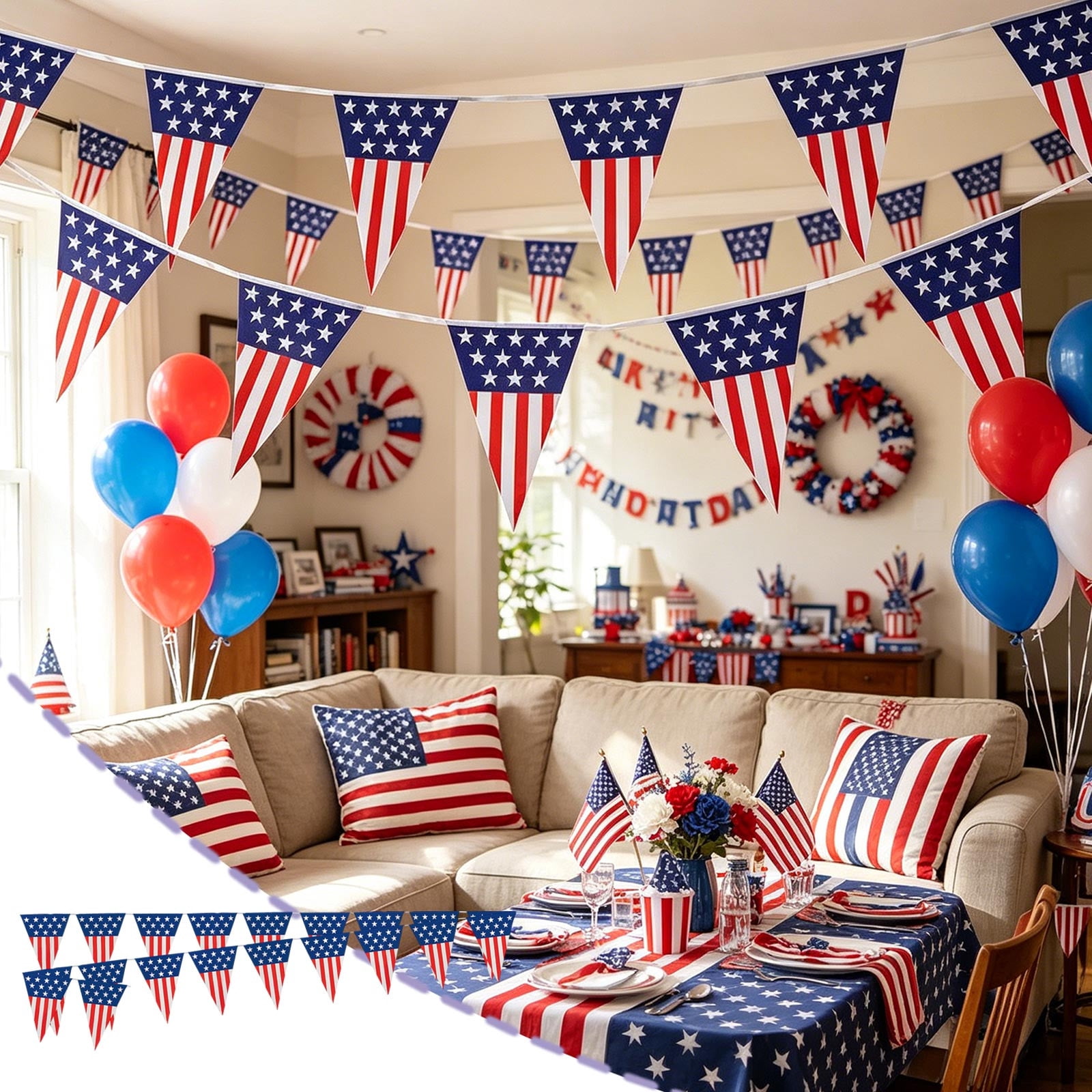 US Flag Banners Independence Day Decorations, Patriotic Stars and ...