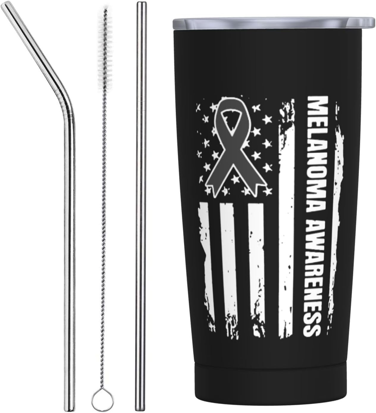 US Flag Black Ribbon Skin Cancer Melanoma Awareness AUTO MUG Coffee Cup ...