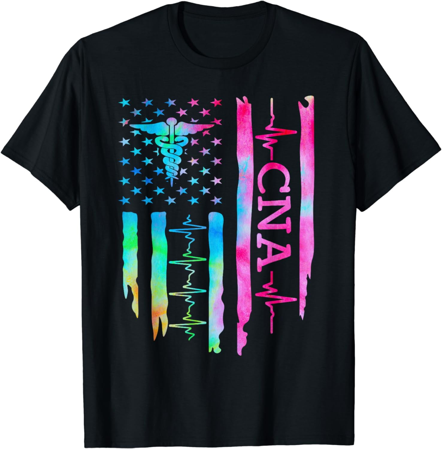 US Flag CNA TShirt, Tie Dye Cute Certified Nursing Assistant T-Shirt ...
