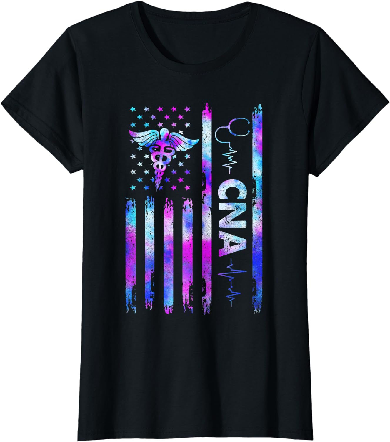US Flag CNA TShirt, Tie Dye Cute Certified Nursing Assistant T-Shirt ...