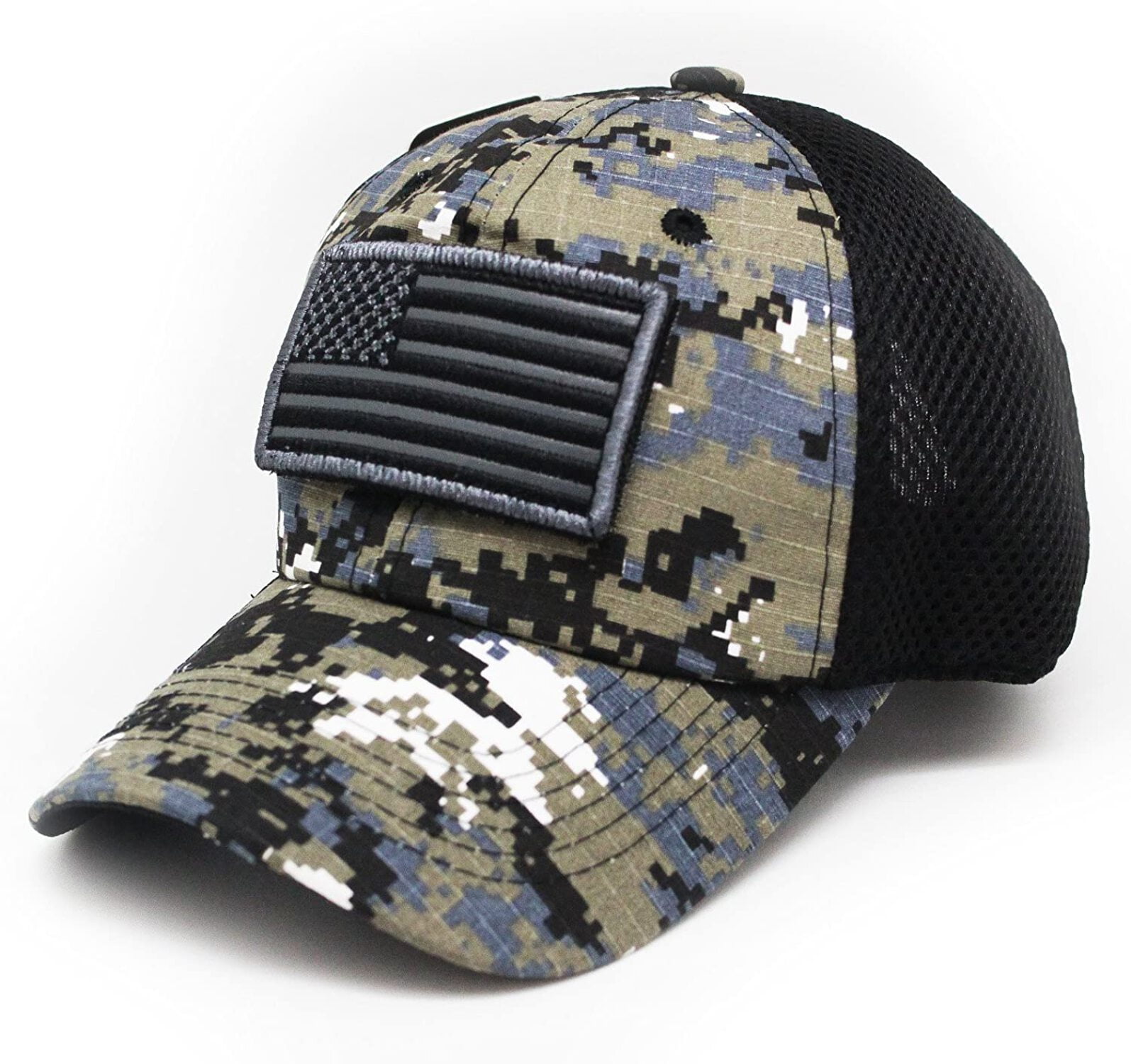 US Flag Detachable Patch Micro Soft Mesh Baseball Hat Cap (Black ...