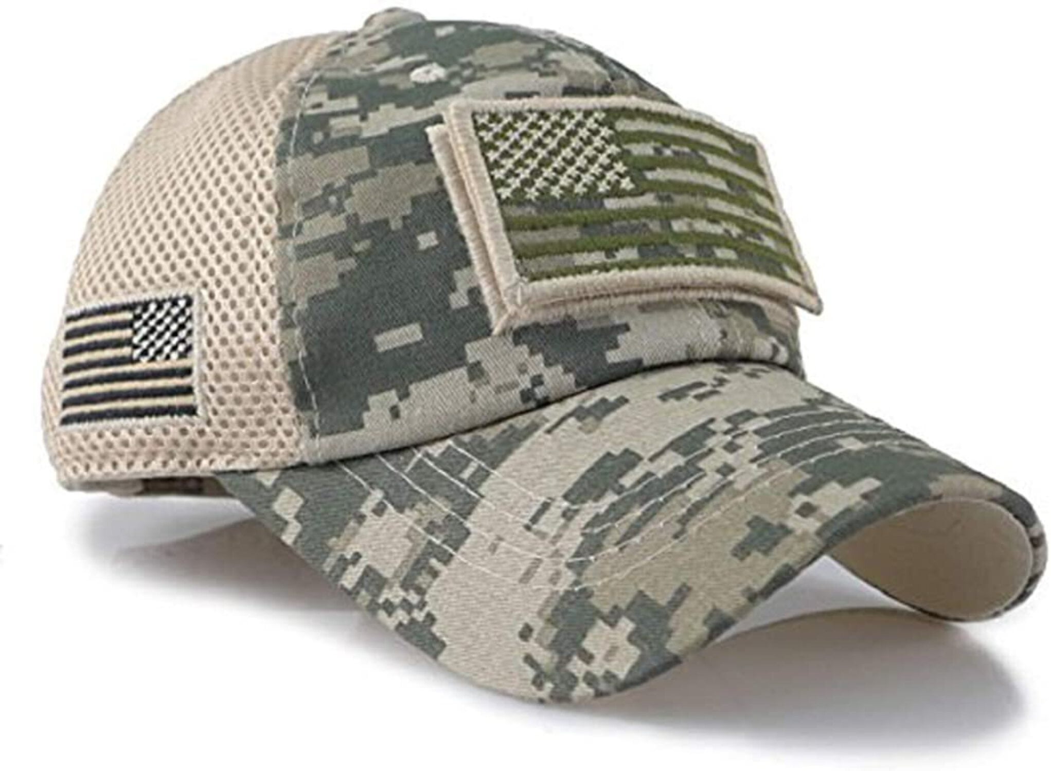 US Flag Detachable Patch Micro Soft Mesh Baseball Hat Cap (Green ...