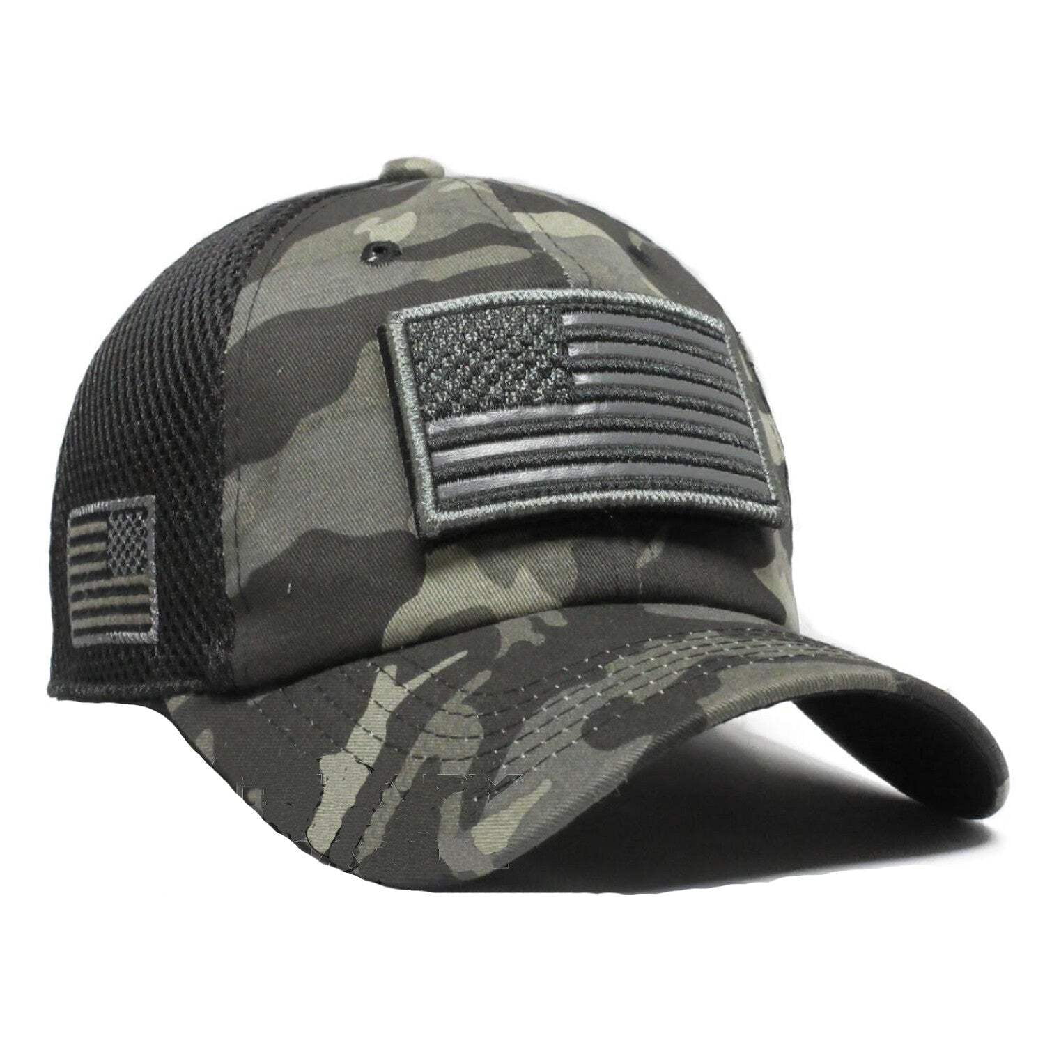 US Flag Detachable Patch Micro Soft Mesh Baseball Hat Cap (Grey ...