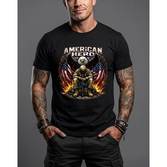 US Flag Eagle Soldier American Hero Memorial Day T-Shirt - Walmart.com