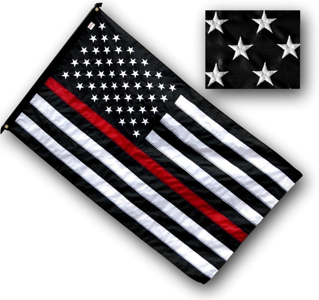 US Flag Factory - 3x5 FT Thin RED Line American Flag (Embroidered Stars ...