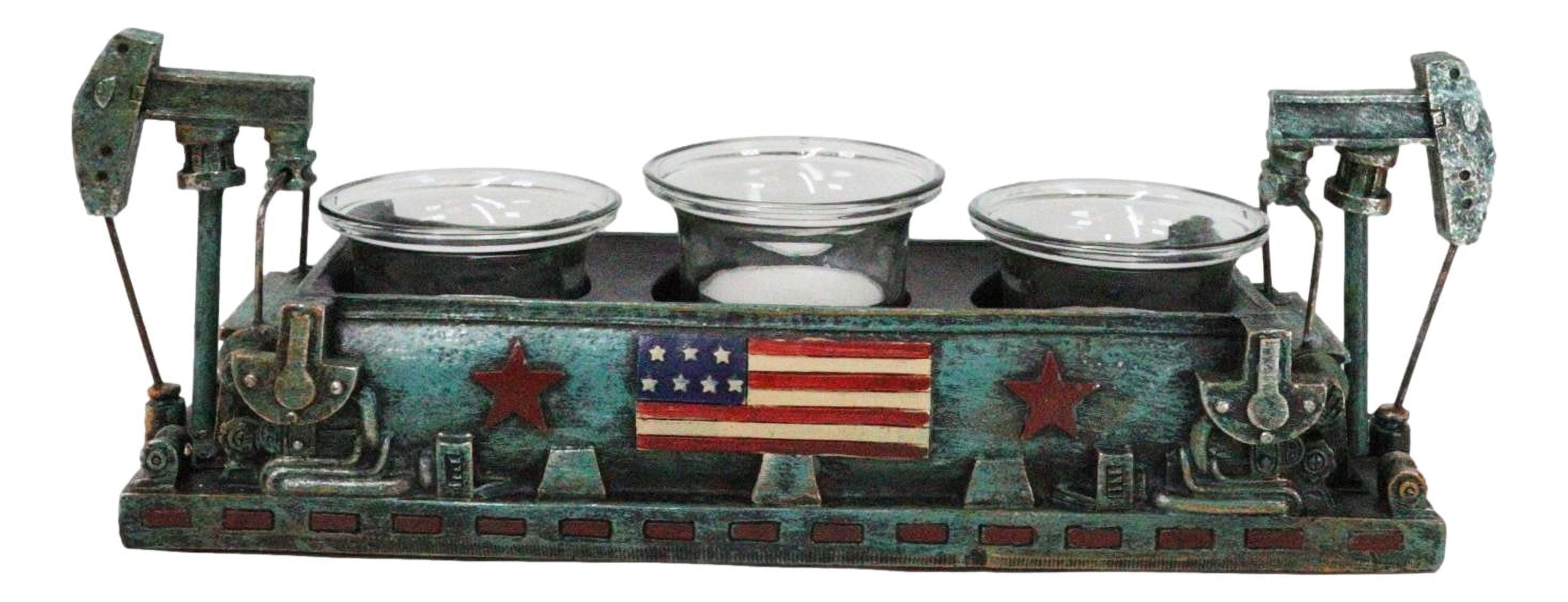 US Flag Nodding Donkey Pumpjack Oil Derrick Rigs Triple Votive ...