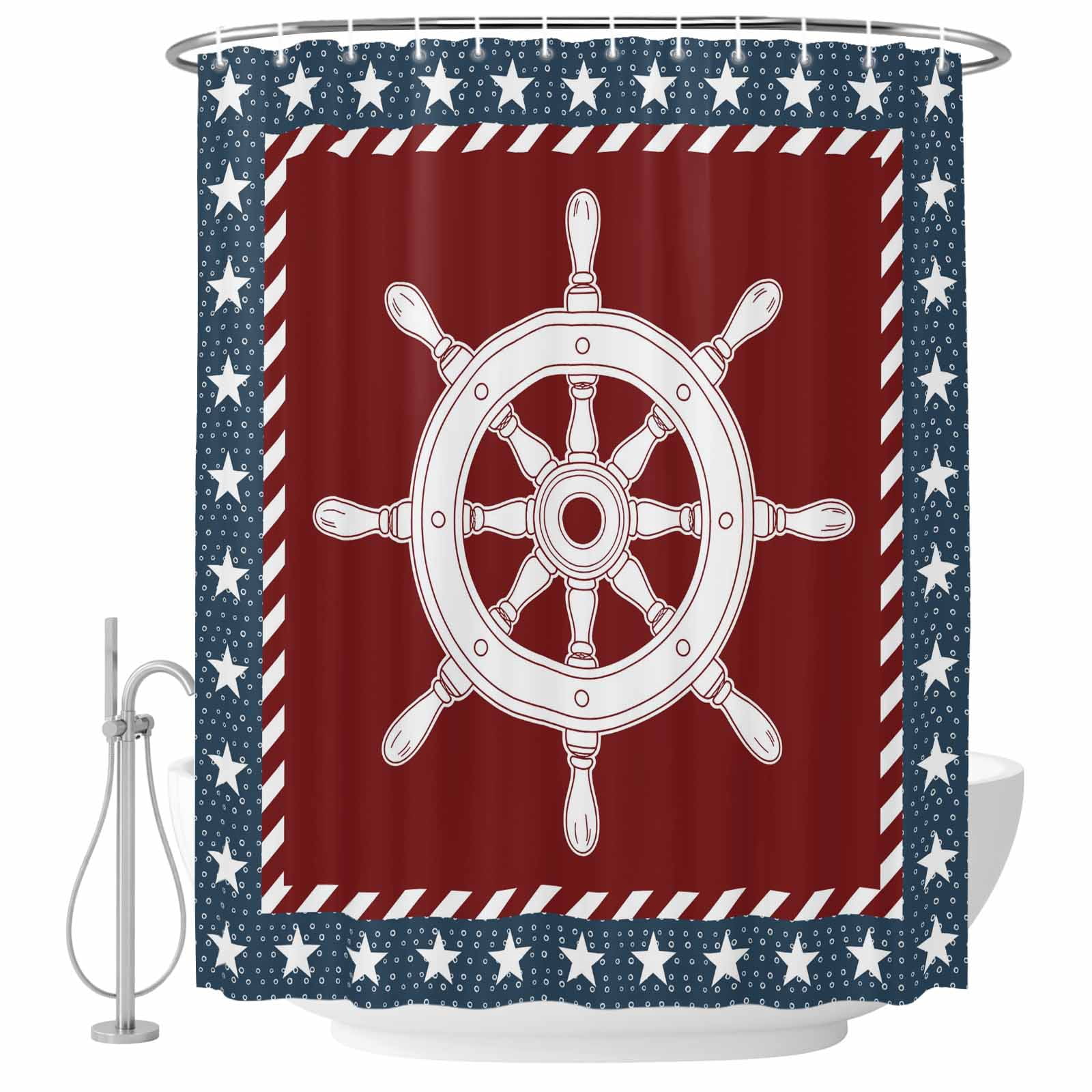 US Flag Shower Curtain Set - 72" x 78" Washable Bathtub Curtain with 12 ...