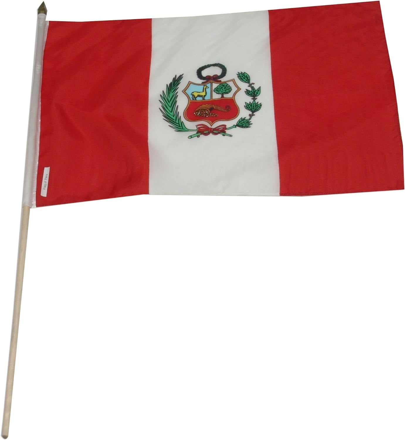 US Flag Store Peru Flag on 24" Wooden Stick, Individually Sewn Edges ...