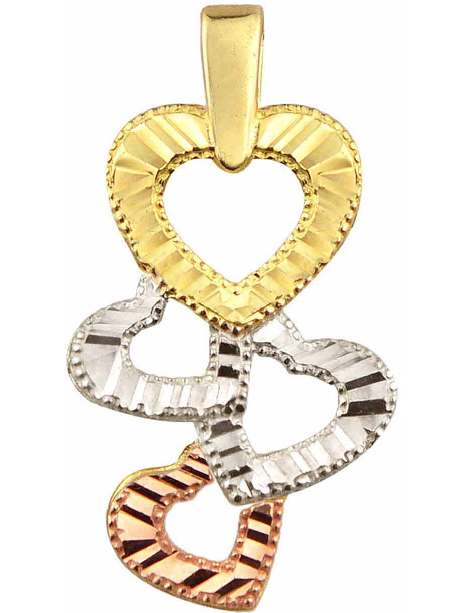 US GOLD 10kt Gold Tri-Color Heart Charm Pendants - Walmart.com