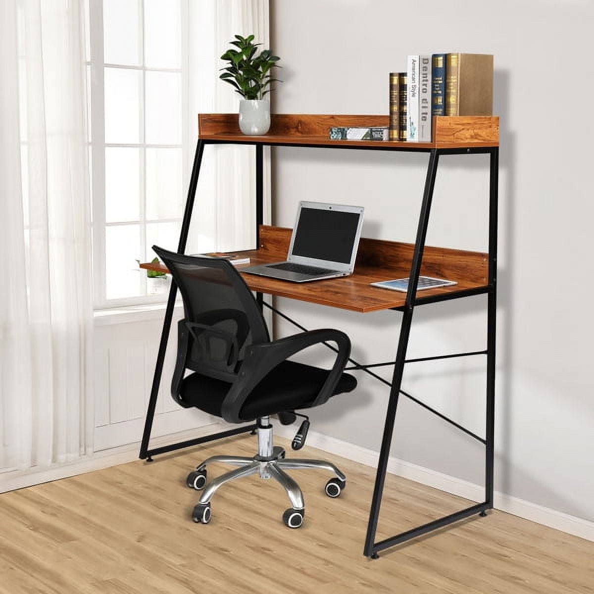 [US IN STOCK] 2 Tiers Roling Computer Desk with Keyboard Tray and ...