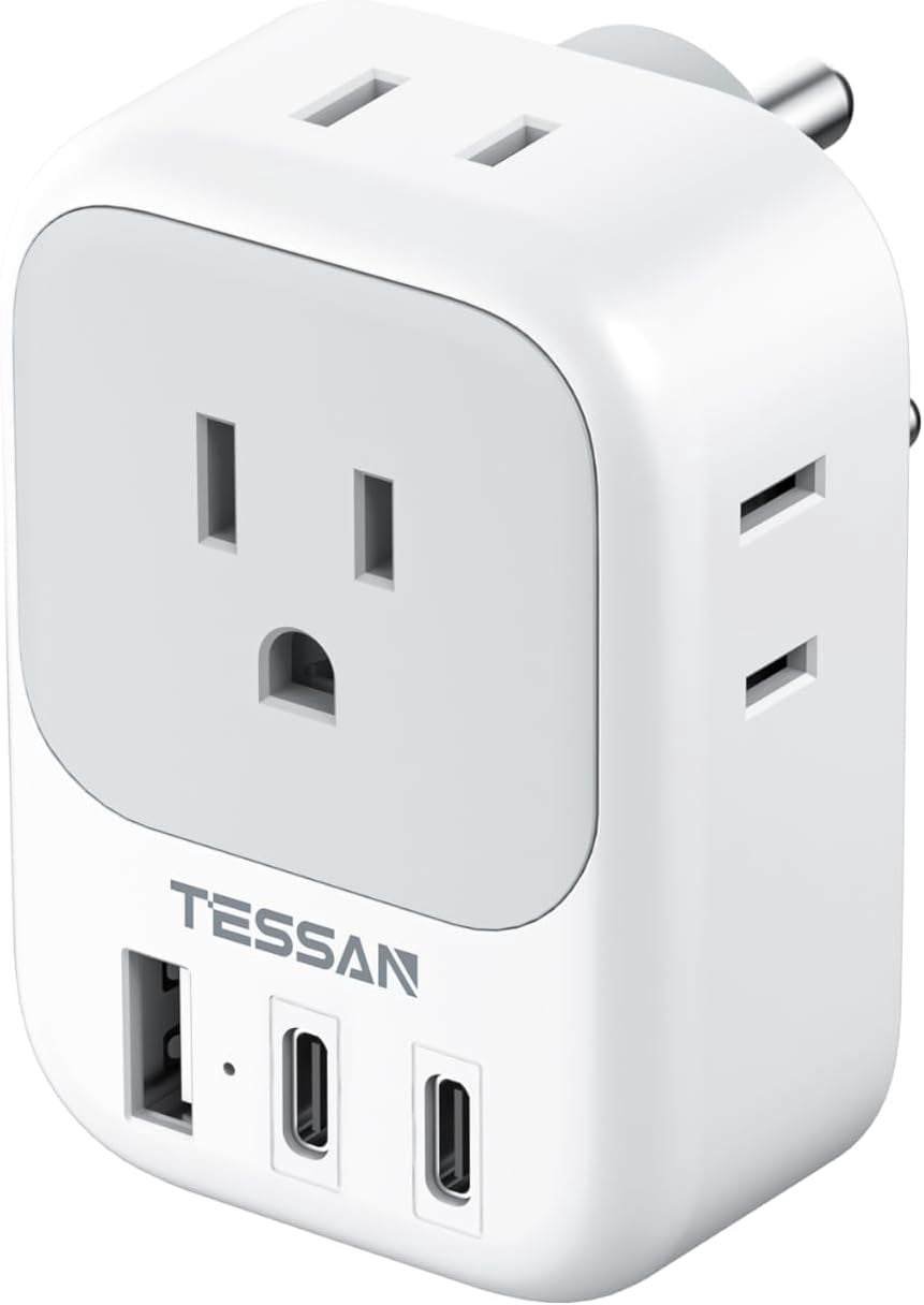 US to India Plug Adapter, Type D Travel Adapter with 4 Outlets 3 USB (2 ...