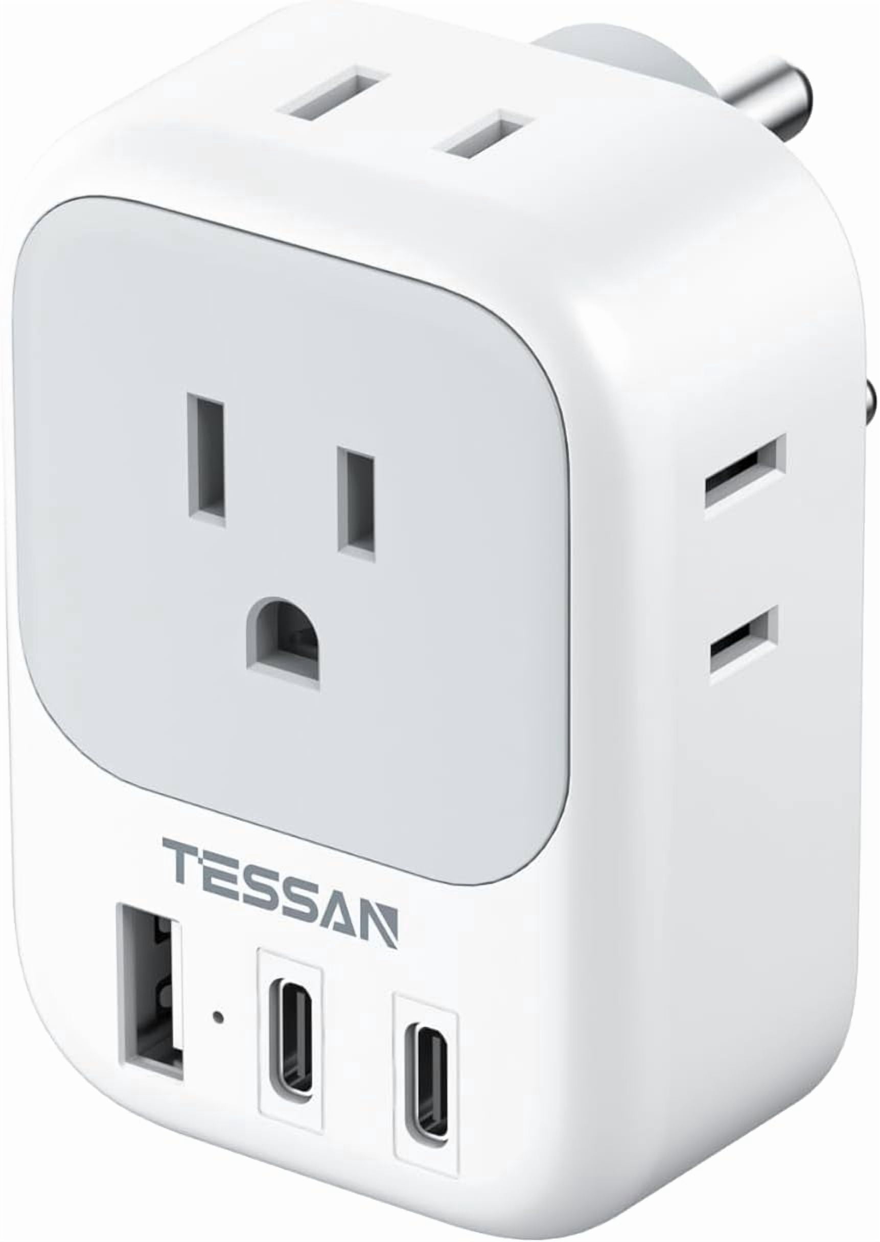 US to India Plug Adapter, Type D Travel Adapter with 4 Outlets 3 USB (2 ...