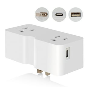 Zapman Triple Plug Outlet Adapter, 15A 125V White Electrical Outlet ...