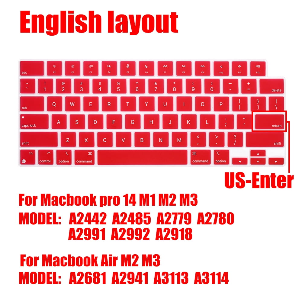 US Layout Silicone Keyboard Cover for Macbook pro 14 M1 M2 M3 A2442 ...
