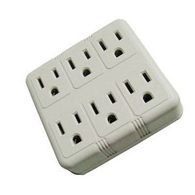 US Listed 125V/15A/1875W 2 Plugs to 6 Outlet Grounded Sockets Wall Tap ...