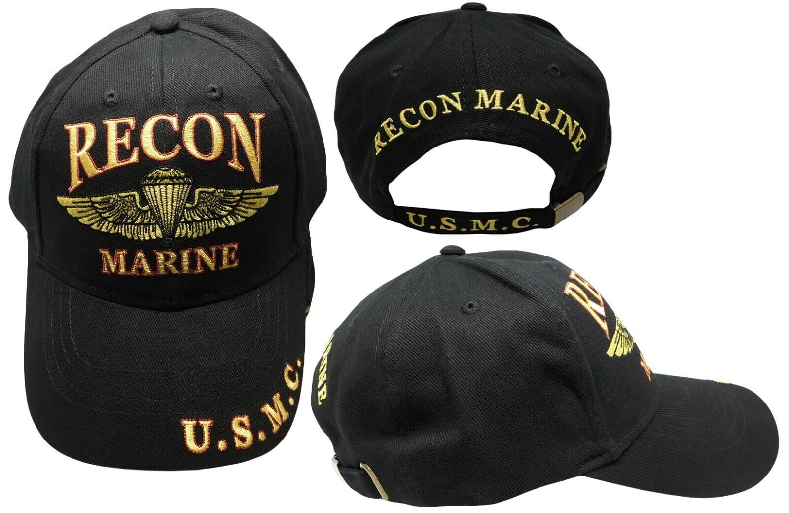 US MILITARY MARINE 1ST RECON SEMPER FI Black EMBROIDERED BALL CAP HAT ...