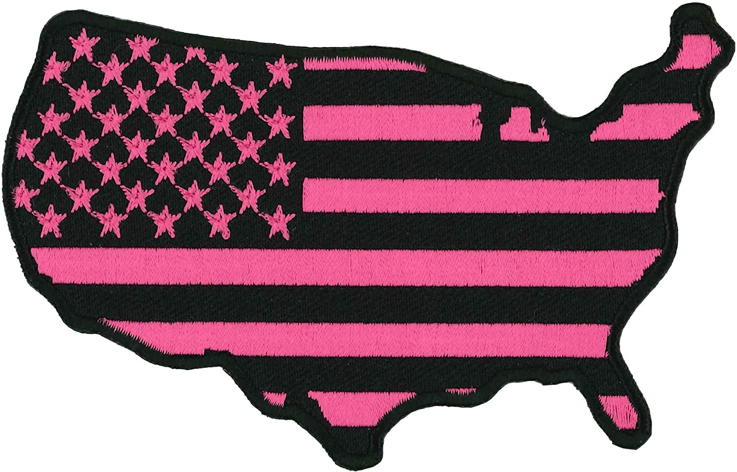 US Map Pink Country Flag Patch, Embroidered Heat-Sealed Backing Sew-on ...