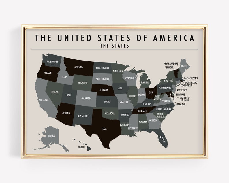 US Map Poster | United States Map | USA Map for Kids | Homeschool Decor ...
