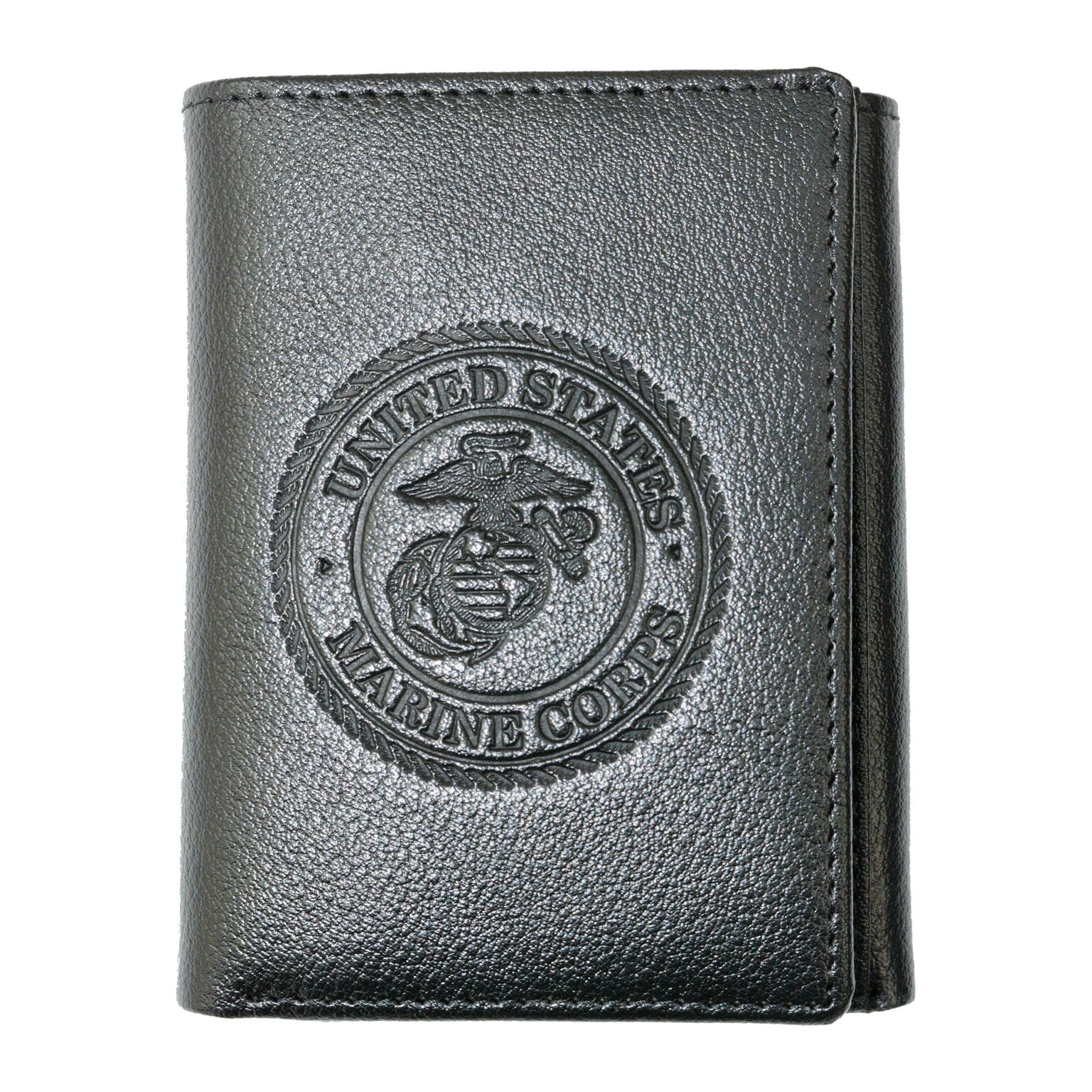 US Marine Corps Logo Genuine Cowhide Leather Trifold Wallet with RFID ...