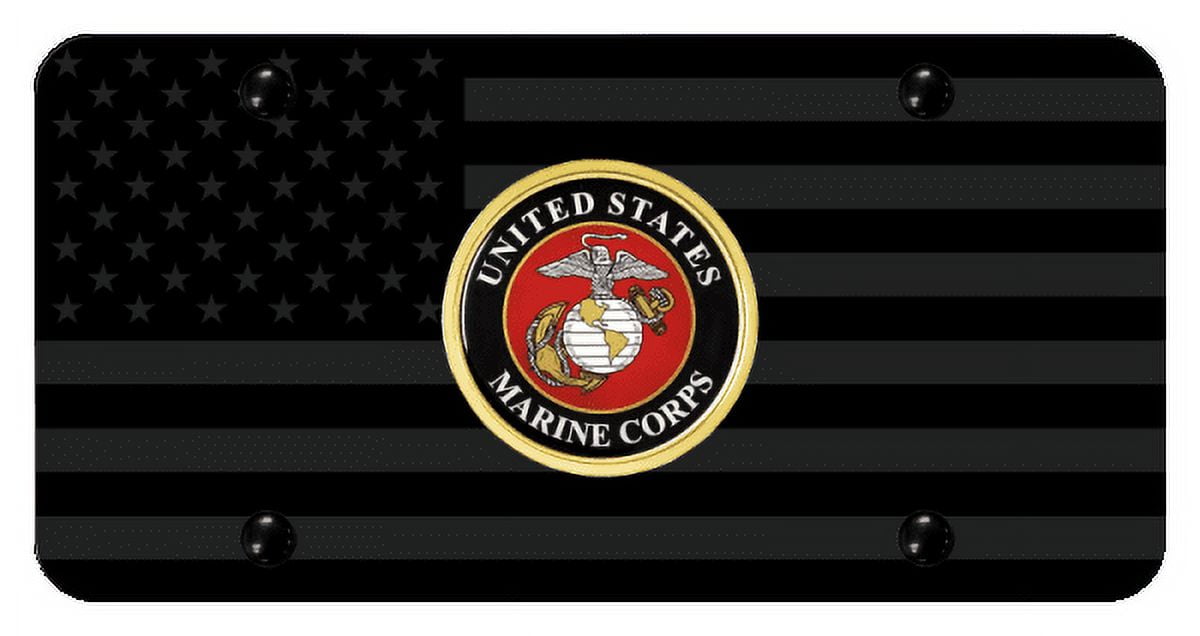 US Marine Corps Logo UV Subdued Flag Black Pearl License Plate Official Licensed - Walmart.com