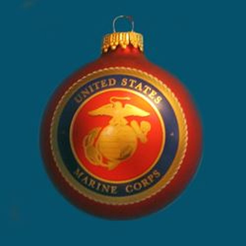 US Marine Corps Military Logo Glass Ball Christmas Tree Ornament MC4151 ...