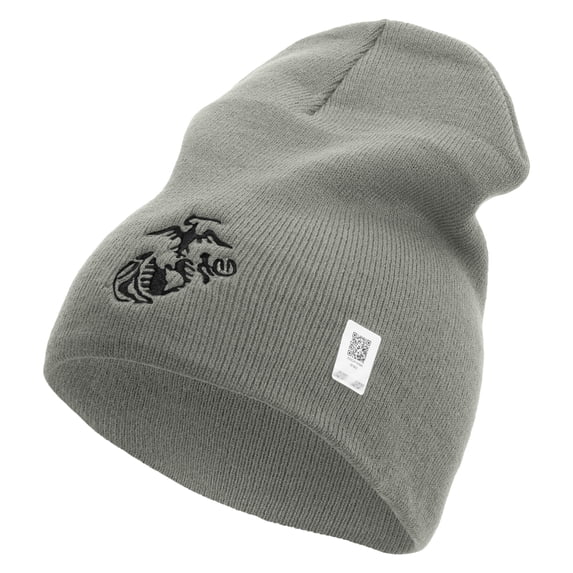 US Marine Corps Seal Symbol Embroidered 8 Inch Short Beanie Made in USA ...
