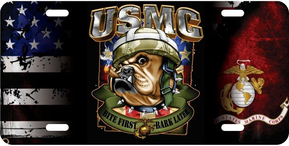 US Marine Corps USMC Bull Dog Bite First License Plate - Walmart.com