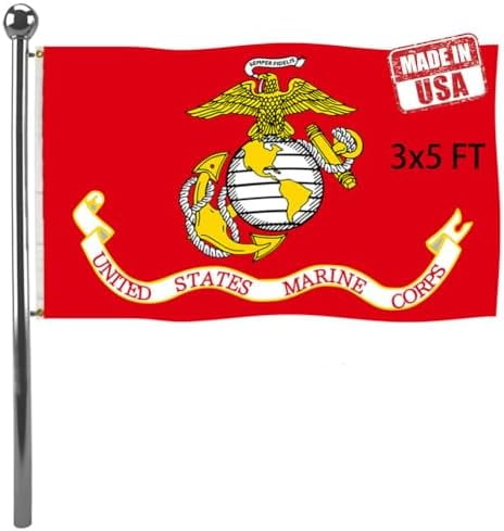 US Marine Corps USMC Military Flags 3x5 Outdoor- Vivid Colors Double ...