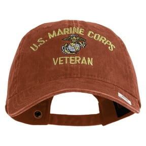 US Marine Corps Veteran Emblem Embroidered Washed Solid Pigment Dyed ...