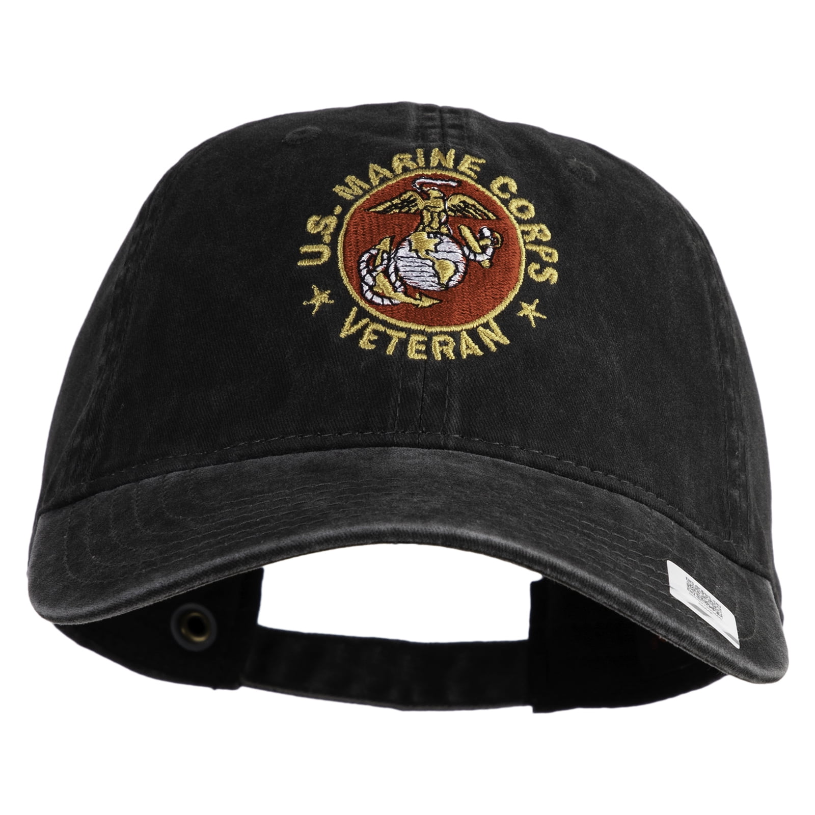 US Marine Corps Veteran Emblem Embroidered Washed Solid Pigment Dyed ...