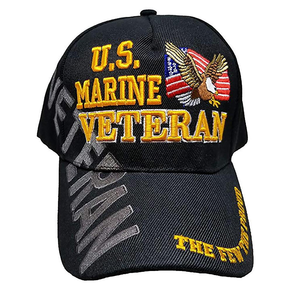 US Marine Veteran Hat USMC Black w/ Flag Eagle Logo - Walmart.com