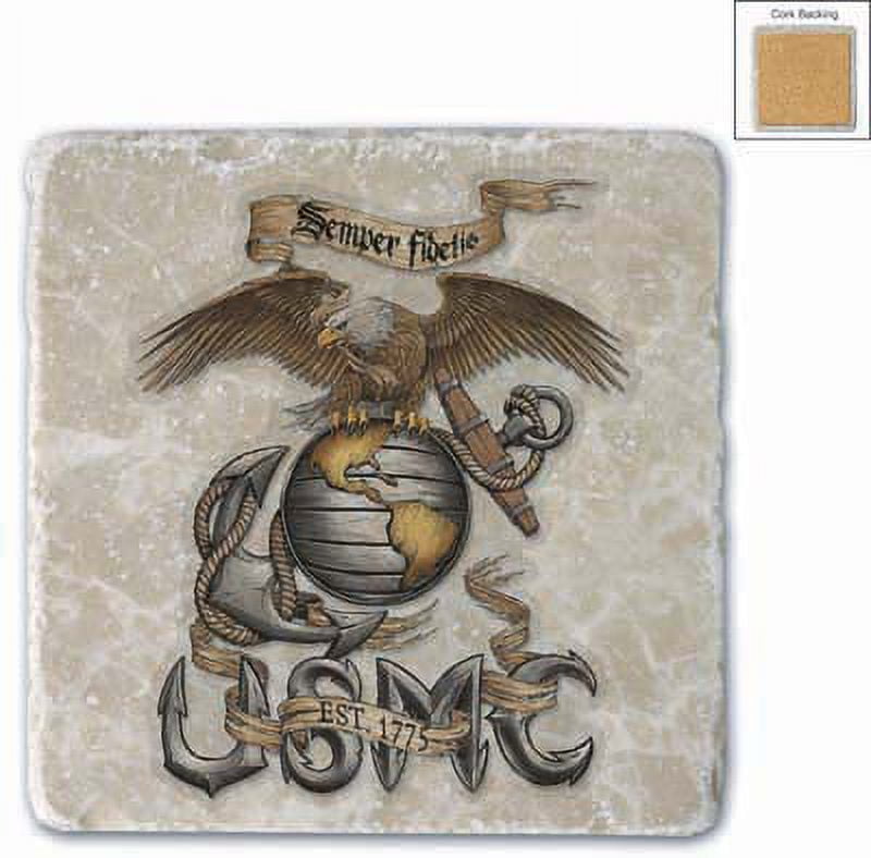 US Marines Eagle USMC Single Natural Stone Coaster - Walmart.com