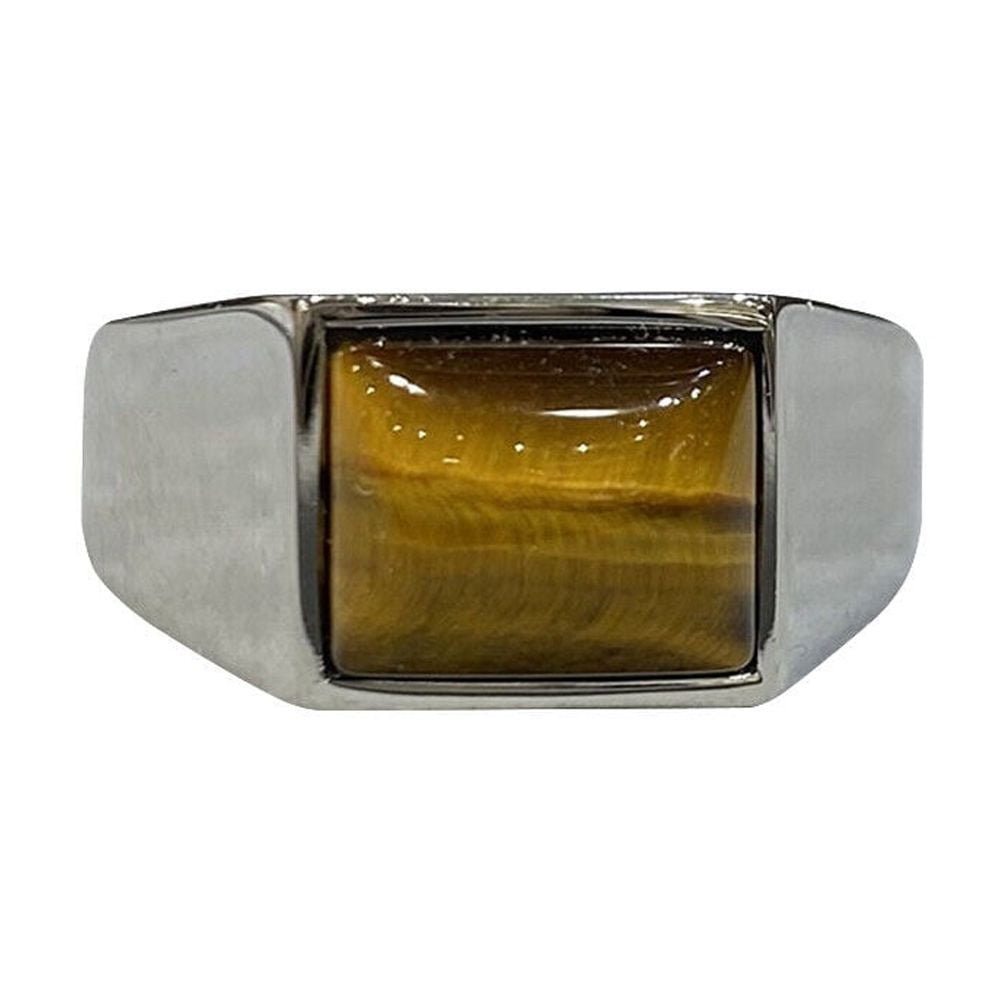 US Mens Stainless Steel Natural Tiger Eye Stone Ring For Men Size 7 8 8 ...