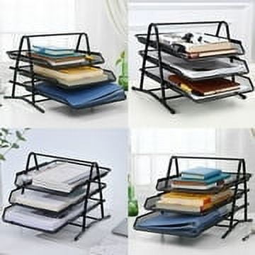 US Mesh Notebook Letter Tray 3 Tier Desk Organizer For Office Supplies ...