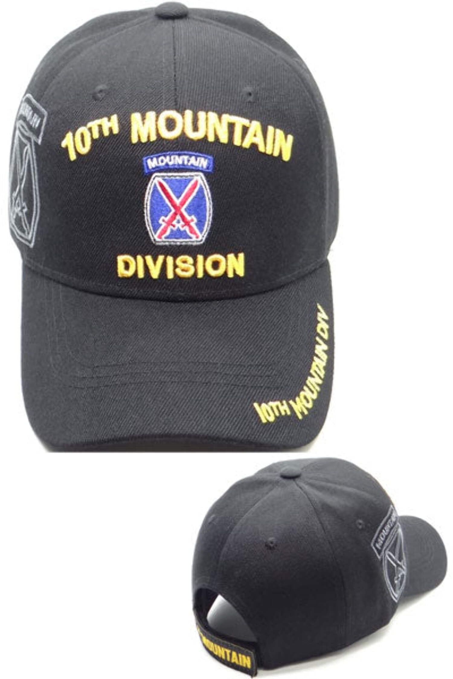 US Military 10th Mountain Division Black Adjustable Baseball Hat Cap ...