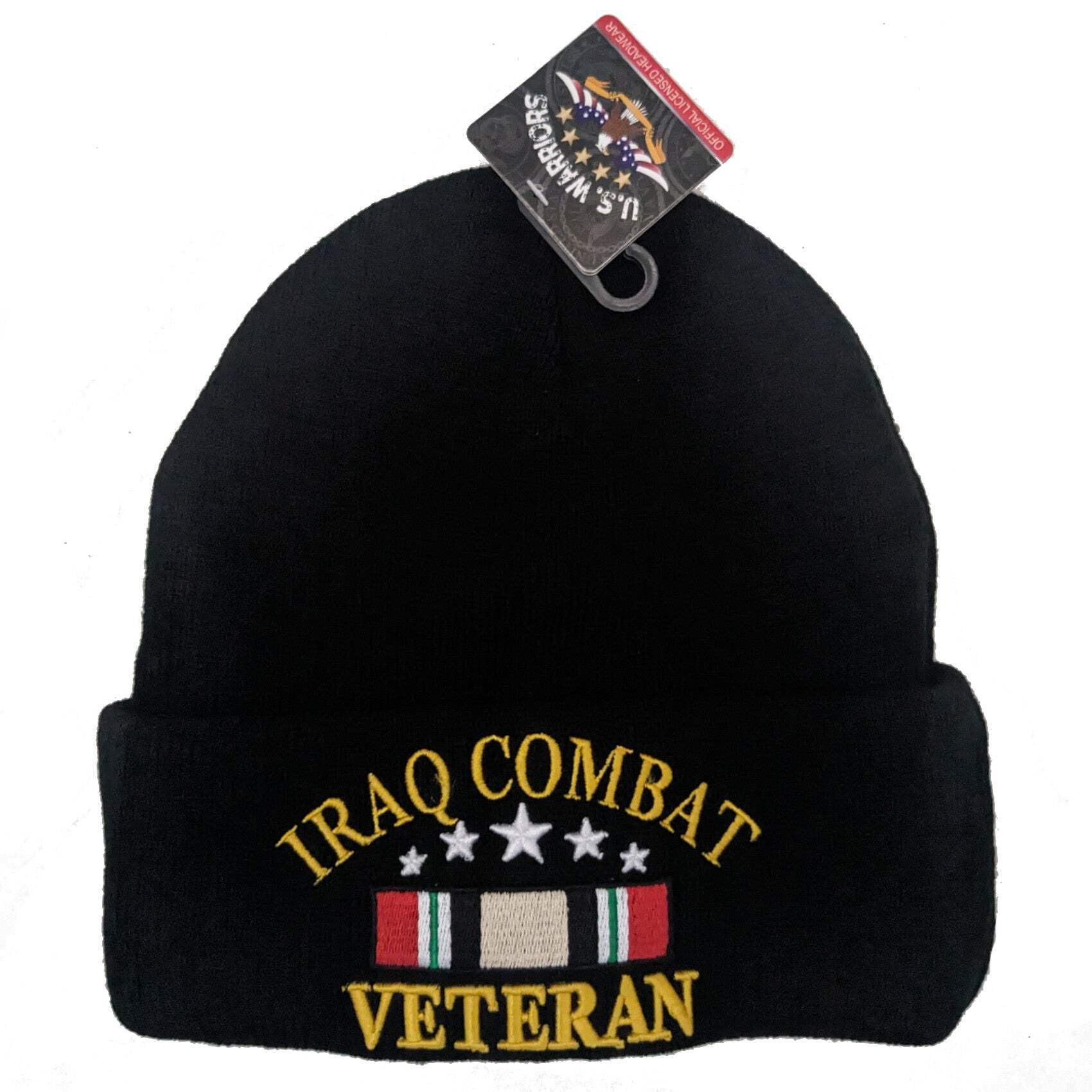 US Military Iraq Combat Veteran Black Skull Beanie Hat Cap - Walmart.com