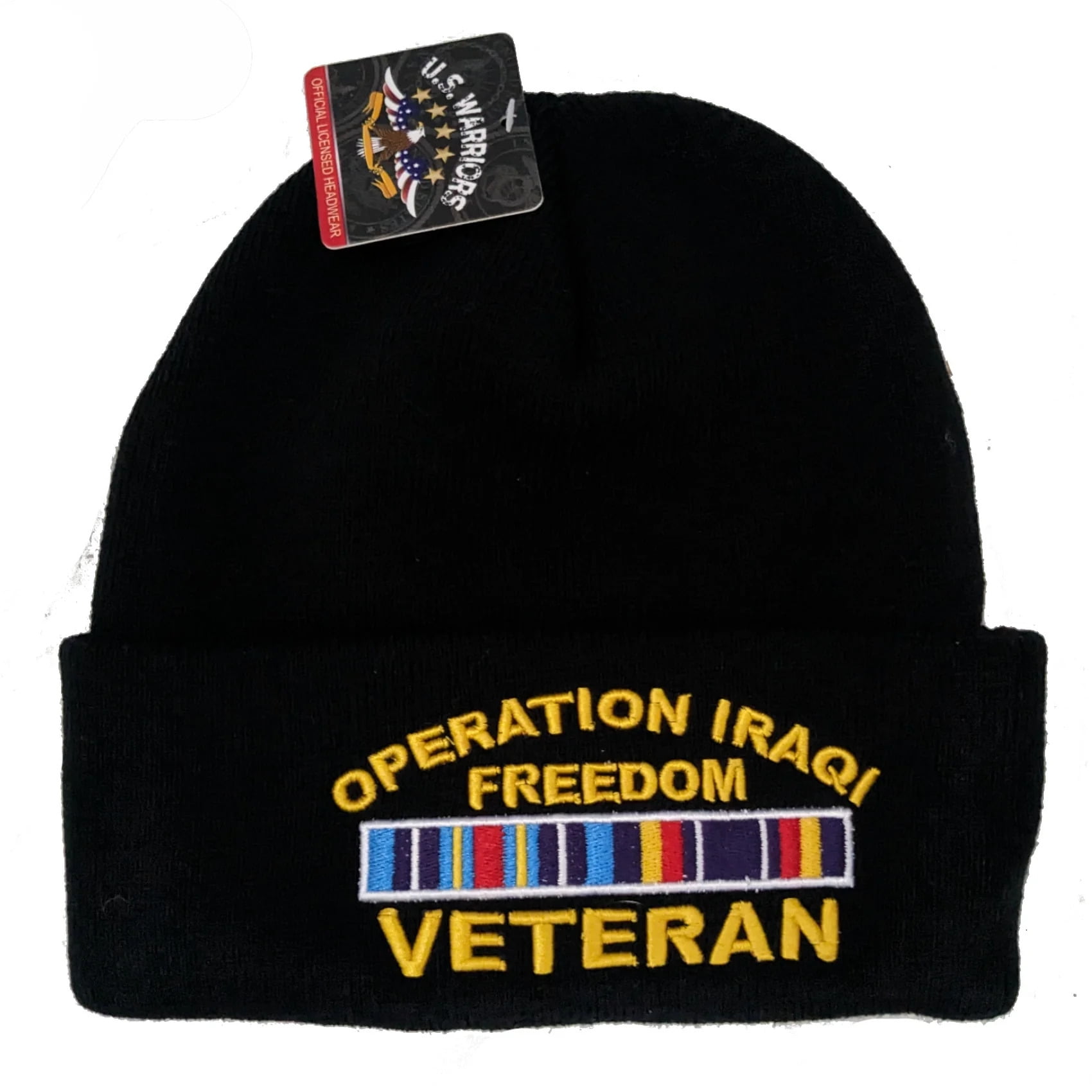 US Military Operation Iraqi Freedom Veteran Black Skull Beanie Hat Cap ...