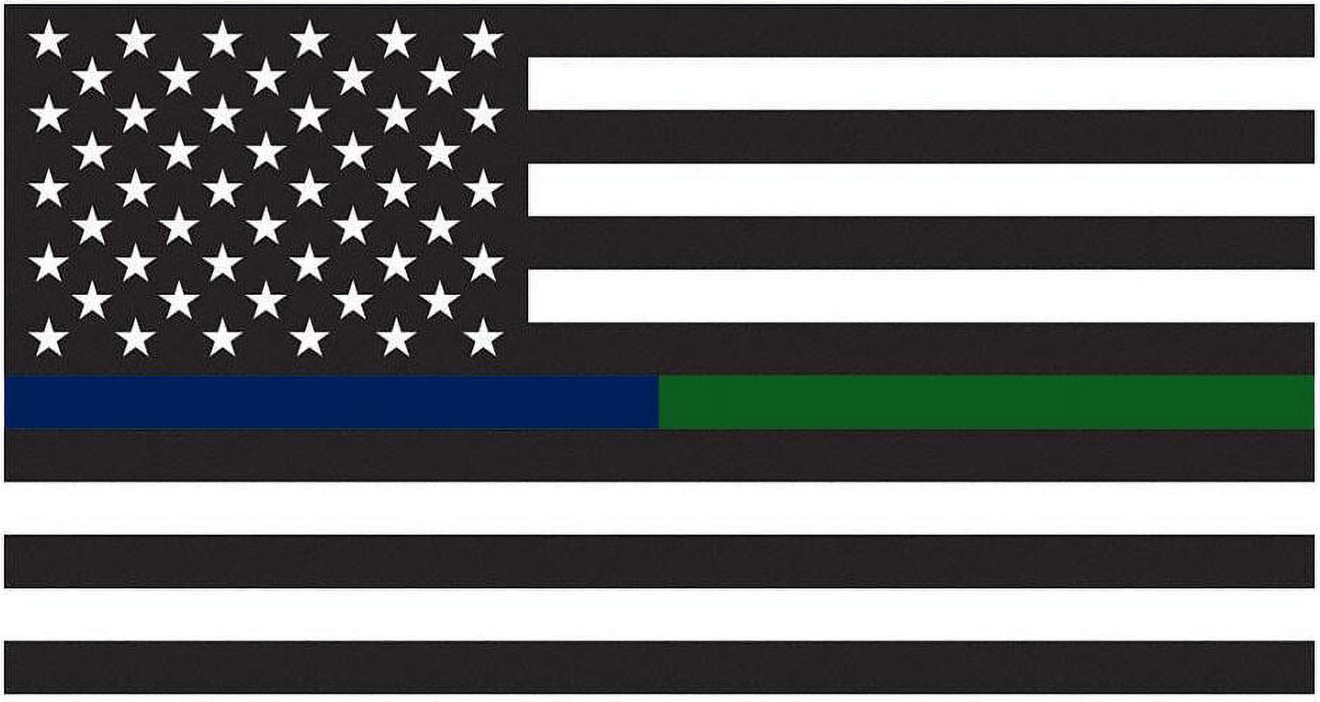 US Military and Police Memorial Thin Blue Green Line 3'X5' Flag Rough ...