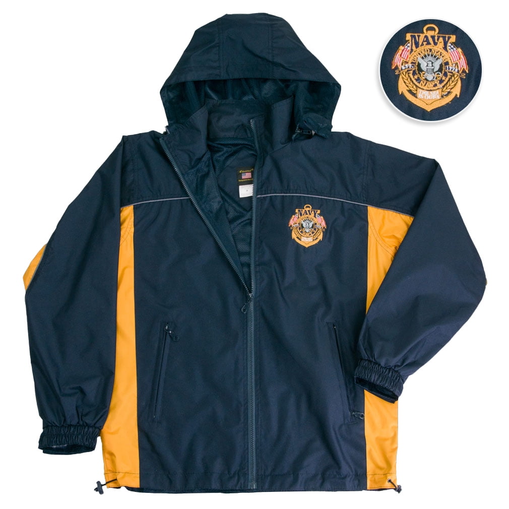 US NAVY Jacket Us Navy Hooded Light Weight Rain Resisdent Wind Breaker ...
