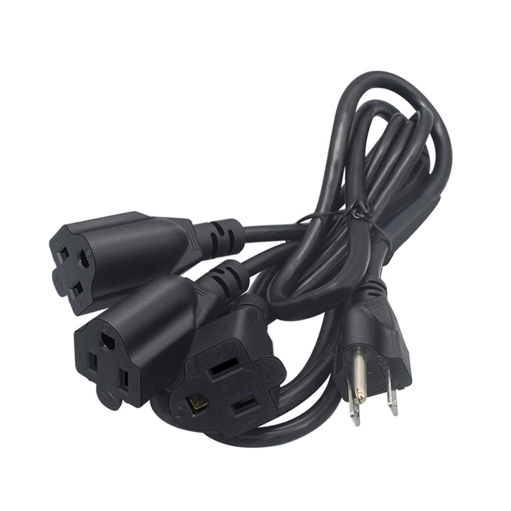 US NEMA 5-15P 3Pin Male to 3x 5-15R Female Cloverleafs Power Cable Cord ...