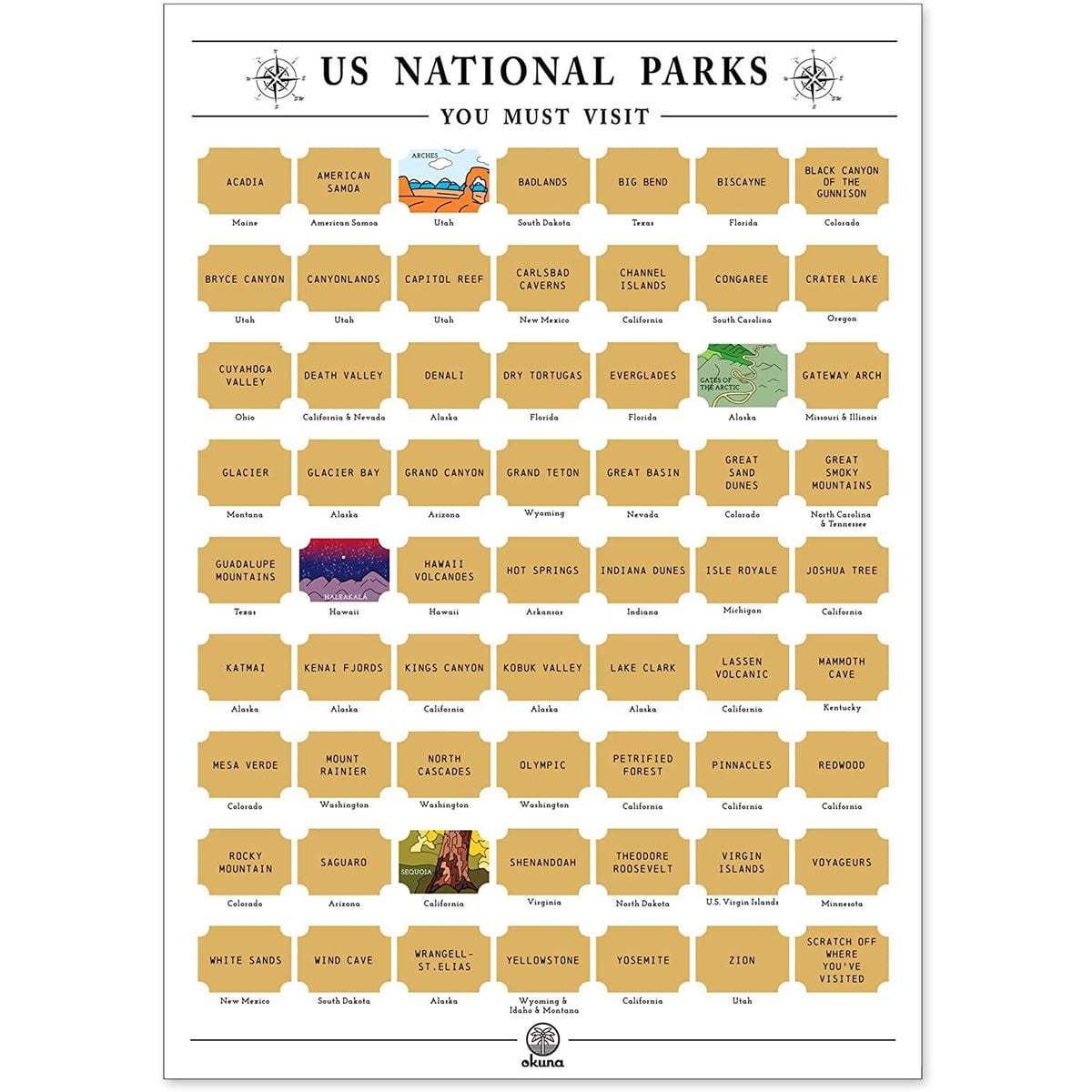 US National Parks Scratch Off Poster (23.5 x 16.5 Inches) - Walmart.com