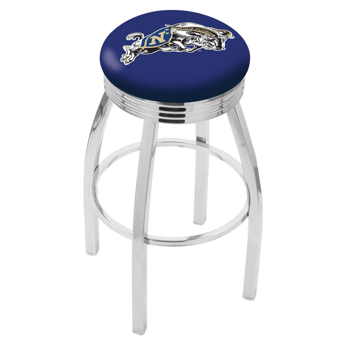 Navy Midshipmen 30" Chrome Swivel Bar Stool with 2.5" Ribbed Accent ...