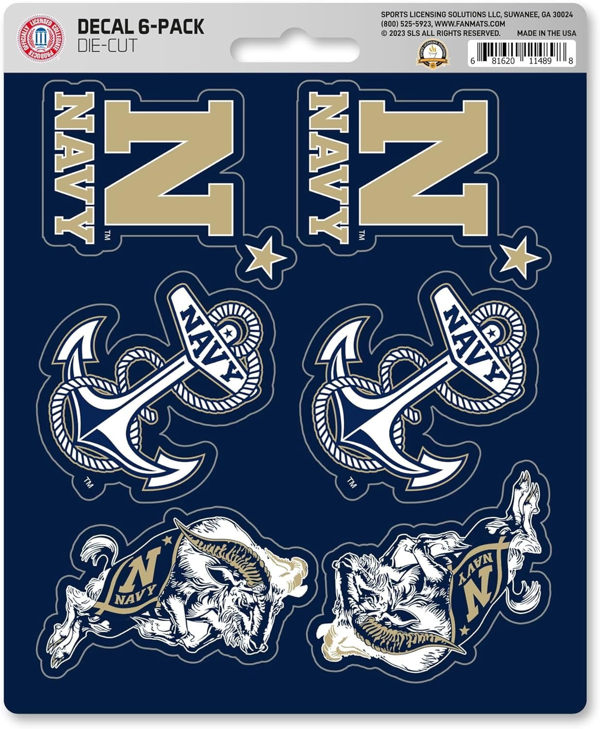 US Naval Academy Navy Midshipmen 6-Piece Decal Sticker Set, 5x6 Inch ...
