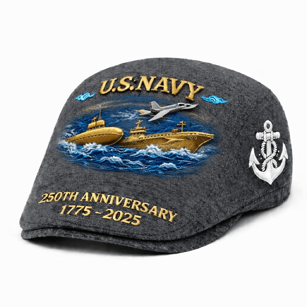 US Navy 250th Anniversary 1775-2025 Beret Flat Cap with Nautical Emblem ...
