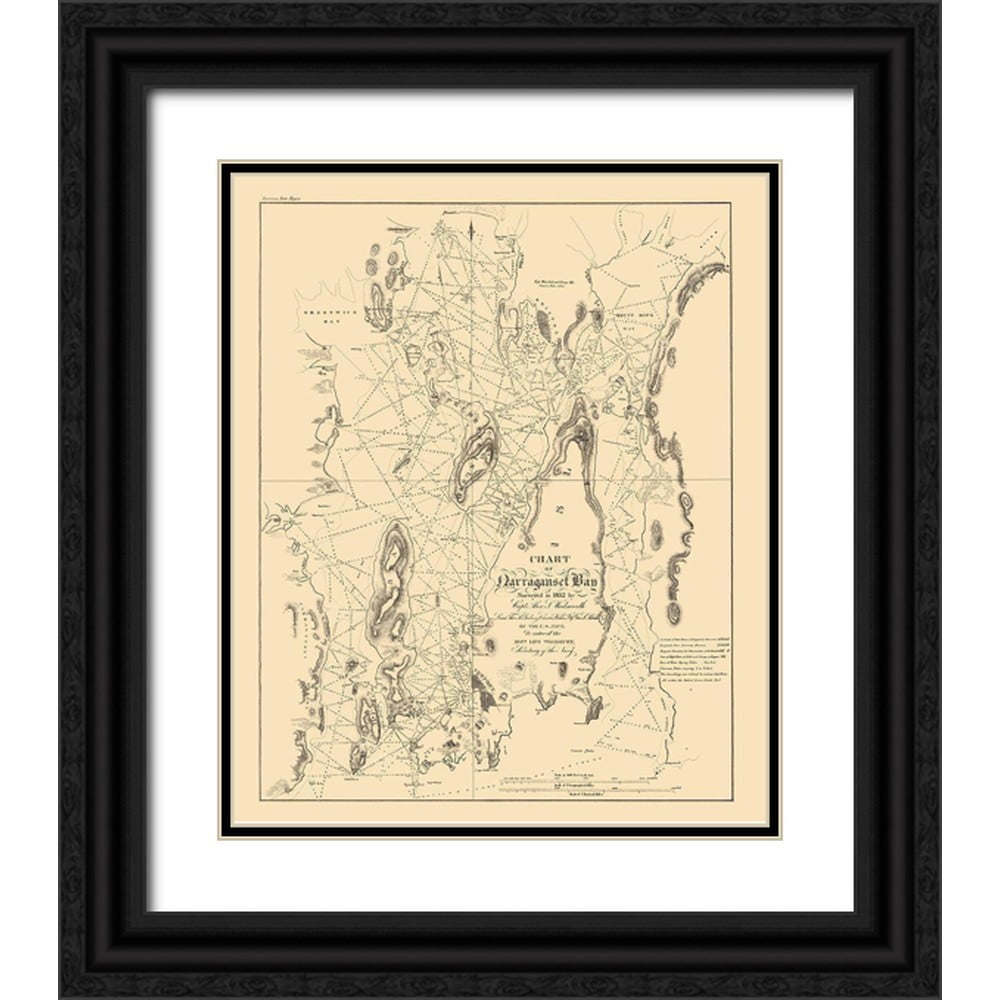 US Navy 26x31 Black Ornate Wood Framed with Double Matting Museum Art ...