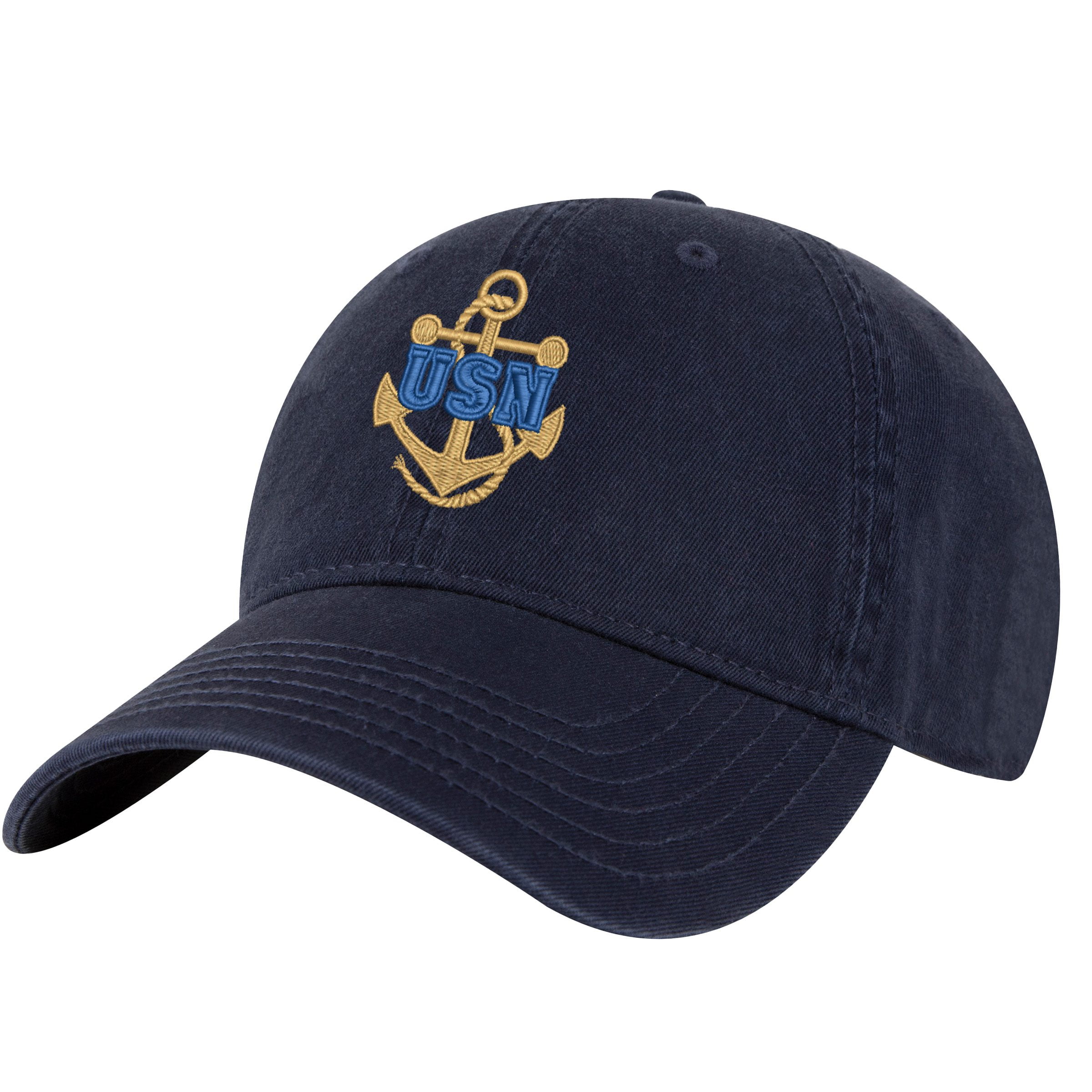 US Navy Anchor Baseball Cap - Embroidered USN Logo Hat - Navy Veteran ...