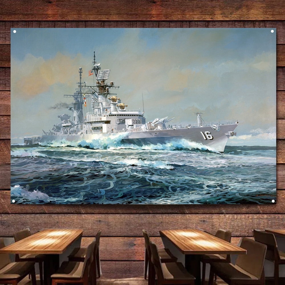 US Navy Battleship Wall Art Banners Hanging Flags Wall Chart Warship ...