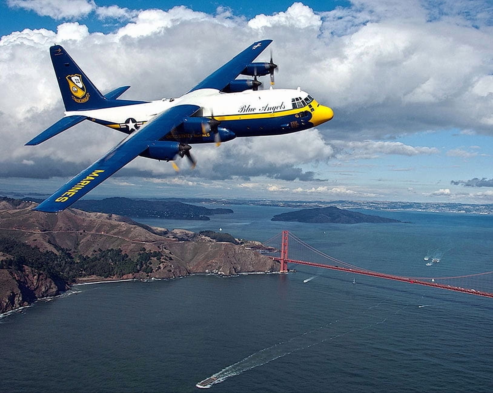 U.S. Navy Blue Angels Fat Albert San Francisco - 24x36 Inch Glossy Laminated Aviation Poster ...